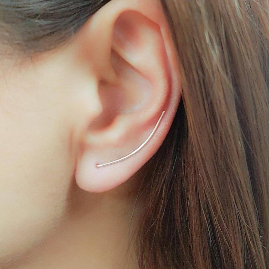 Thin Curved Climber Earrings - Moonli Designs