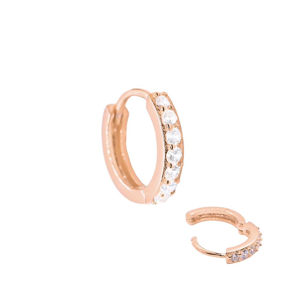 Rose Gold CZ Helix Hoop Earring - Moonli Designs