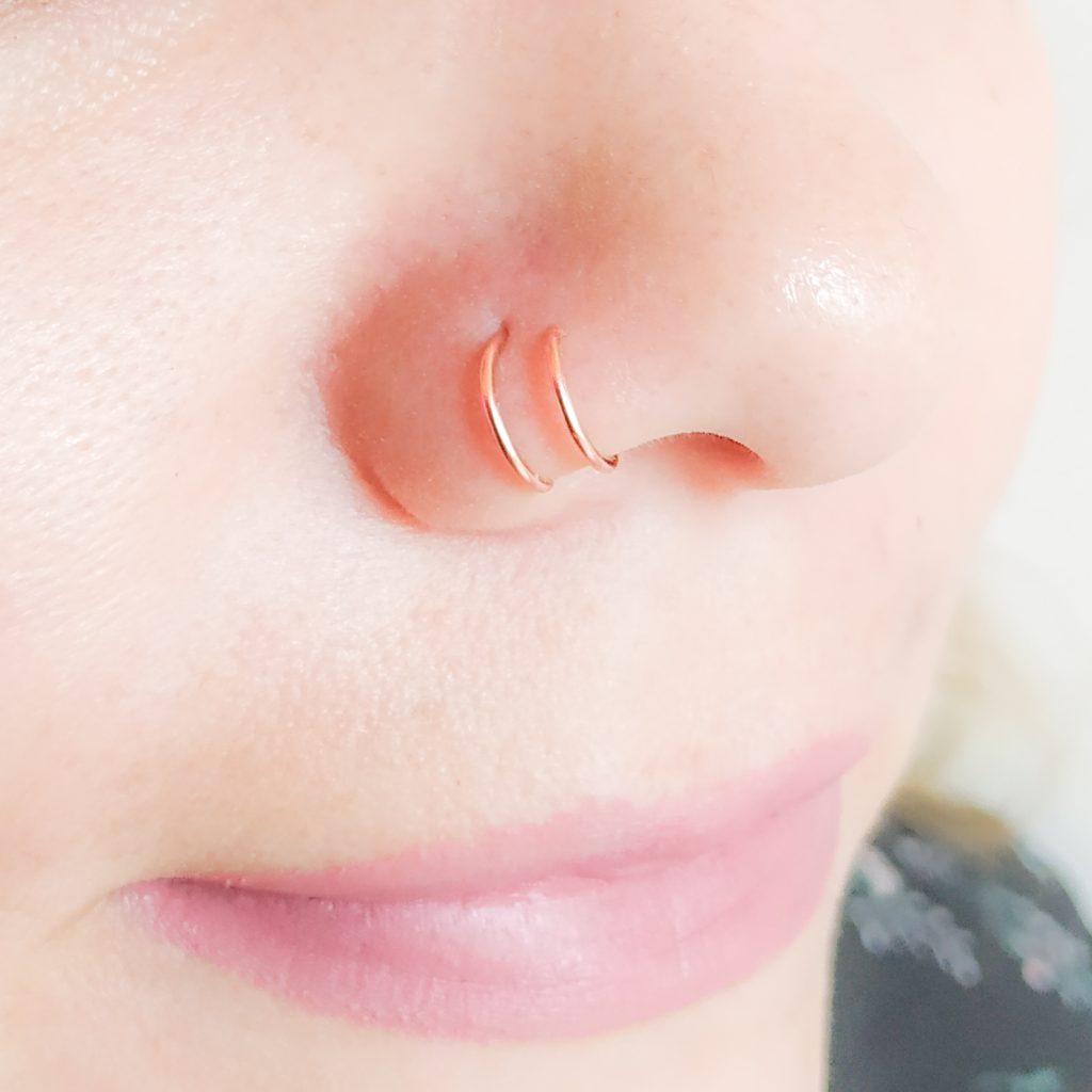 Double Hoop Nose Ring Single Pierced - Moonli Designs