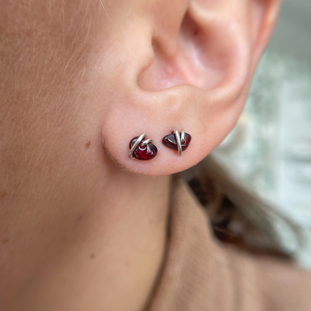 Garnet Chip Studs - Moonli Designs